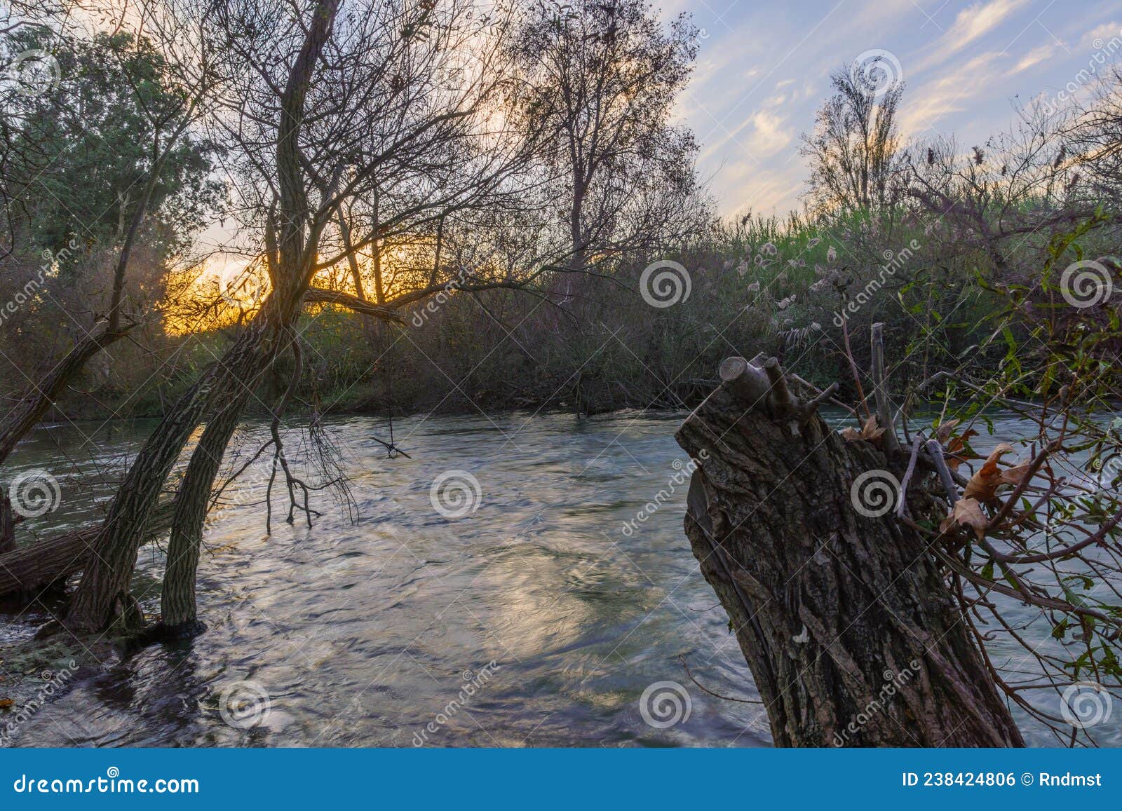 Sunset View of the Origin Point of the Jordan River Stock Photo - Image ...