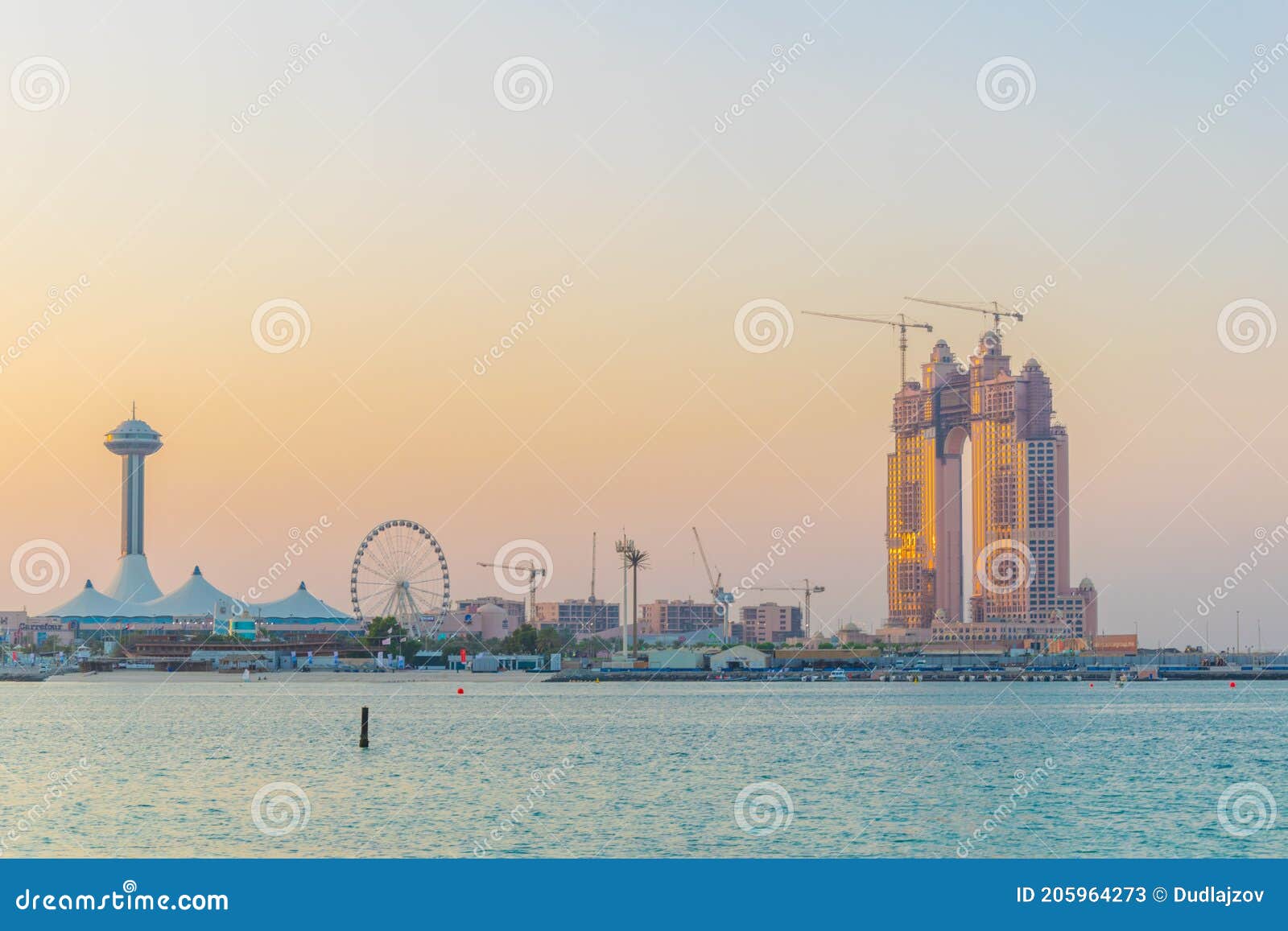 Sunset View Over Abu Dhabi Marina with the Marina Mall and the Marina ...