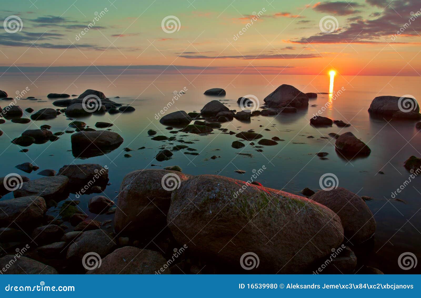 Sunset View Over Baltic Sea Stock Photo - Image of stone, cloudscape ...