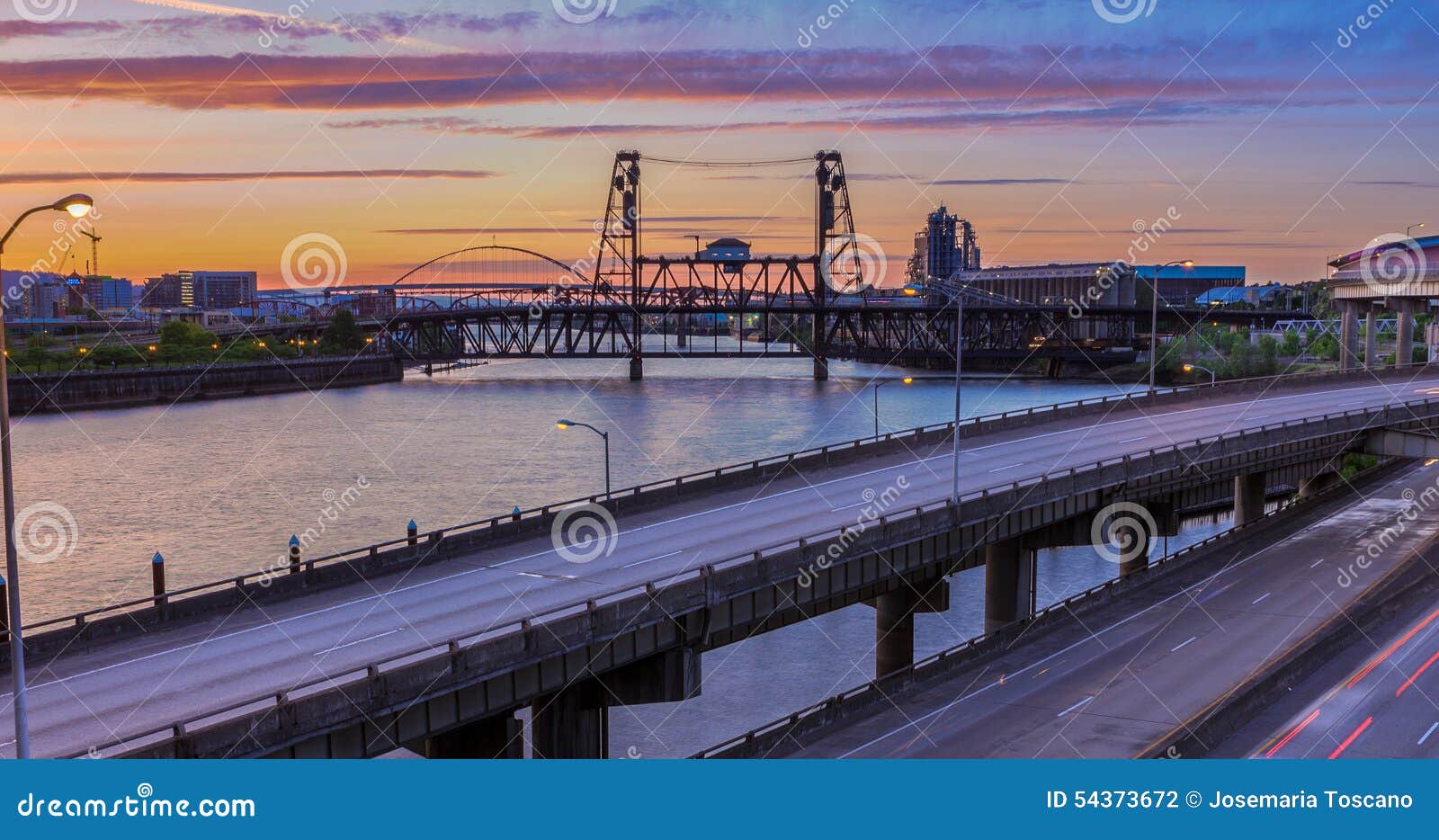Sunset View Over Interstate 5 in Portland Oregon Stock Photo - Image of ...