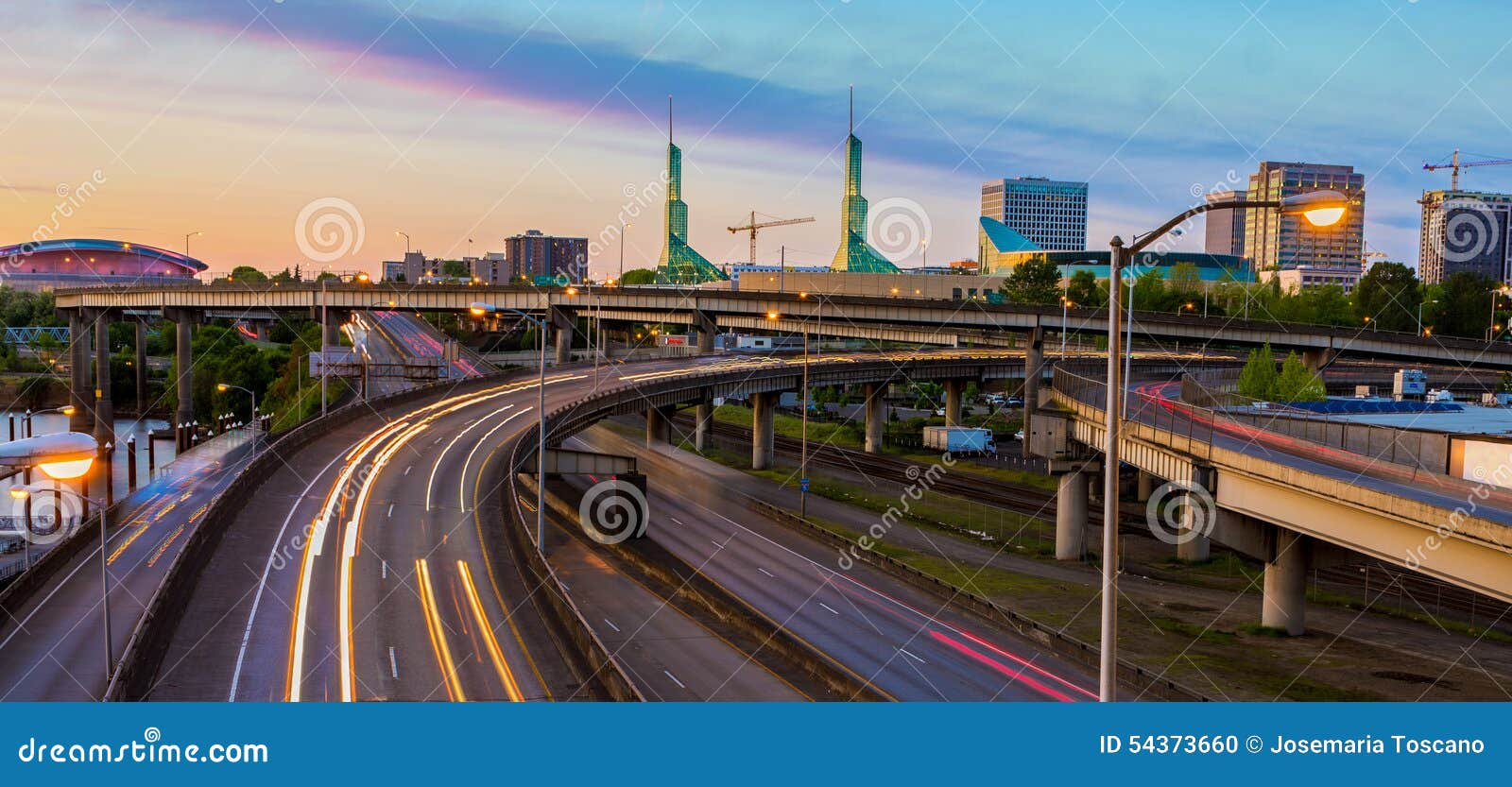 Sunset View Over Interstate 5 in Portland Oregon Stock Photo - Image of ...