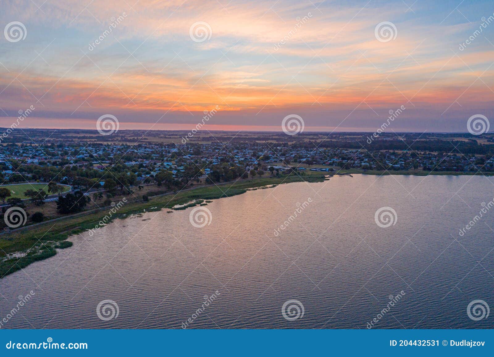 Sunset View Over Lake Colac in Australia Stock Image - Image of lawn ...
