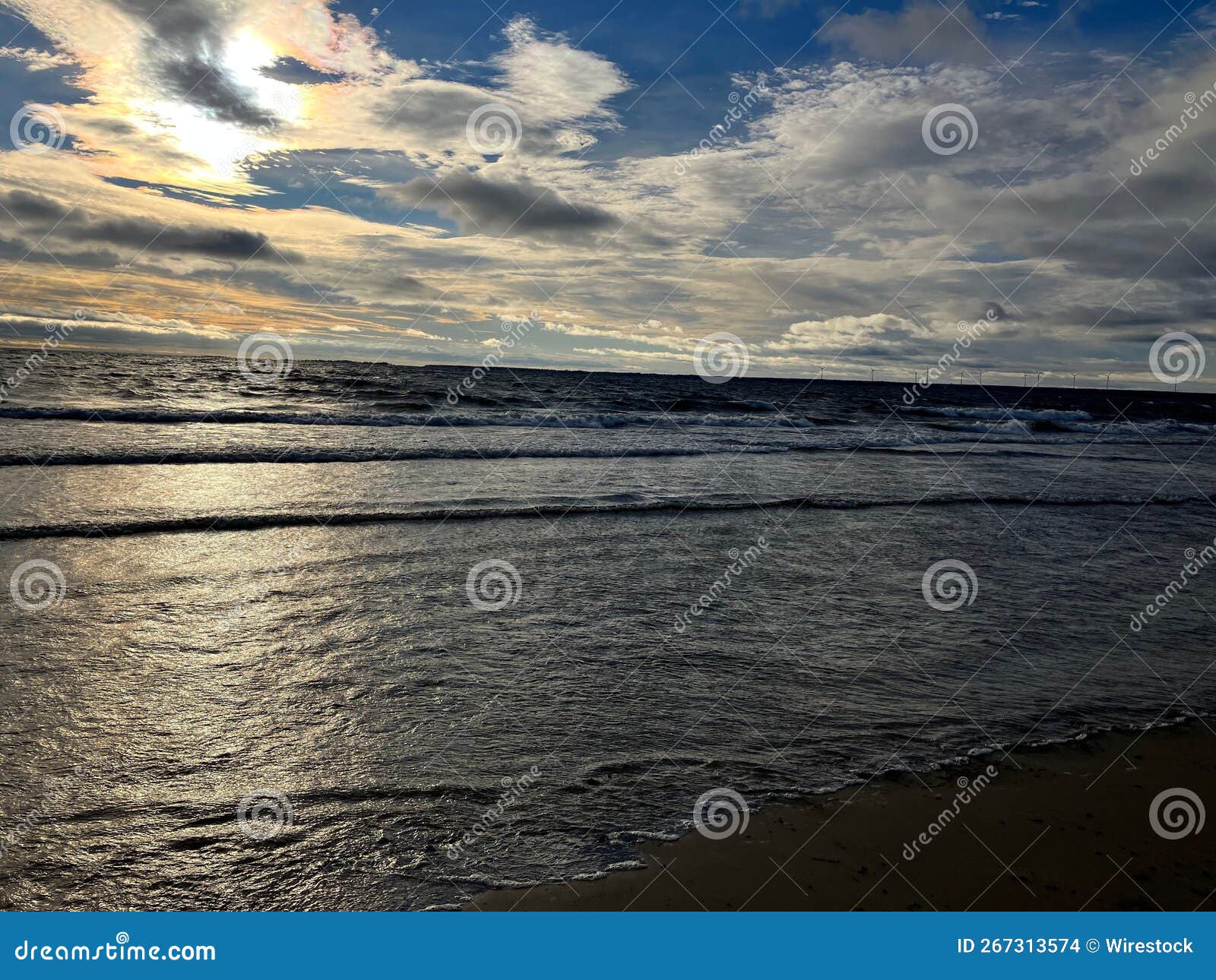 Sunset view over the ocean stock photo. Image of ocean - 267313574