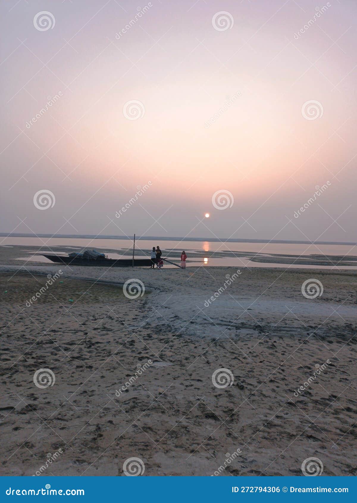Sunset view Padma river stock photo. Image of shore - 272794306