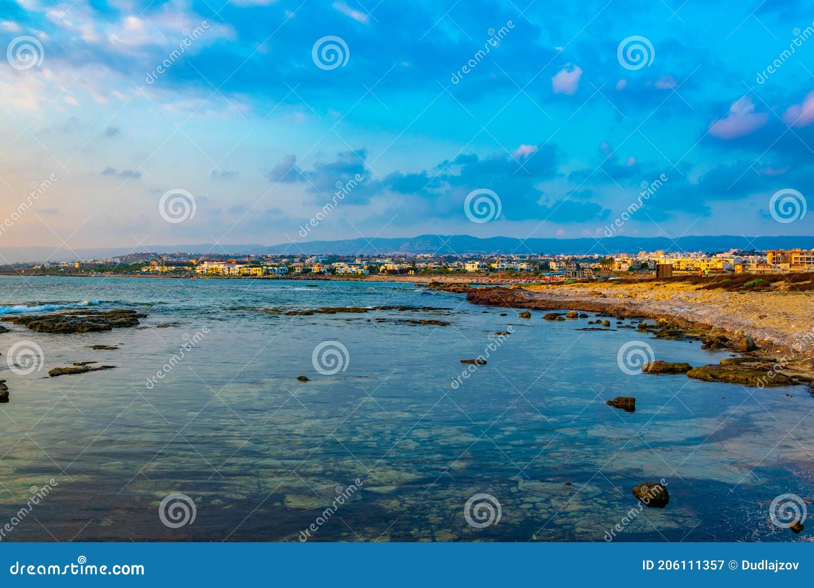 Sunset View of Paphos on Cyprus Stock Image - Image of coast, seaside ...