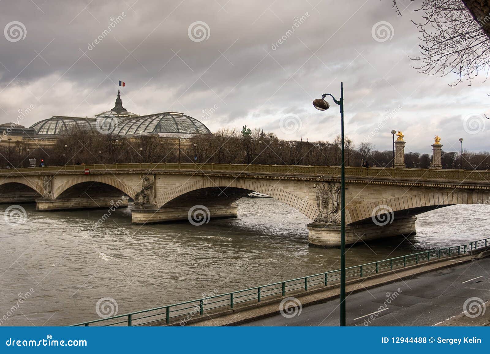 Sunset. View of Paris and Sena River Stock Photo - Image of river ...