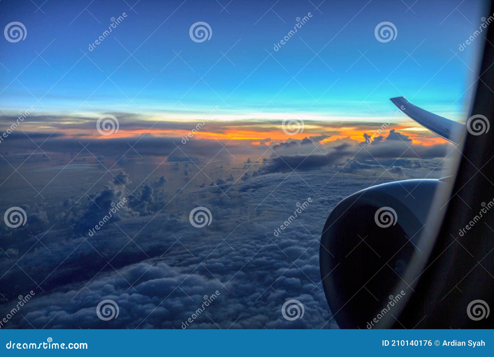 Sunset View from the Plane Window. Stock Photo - Image of aviation ...