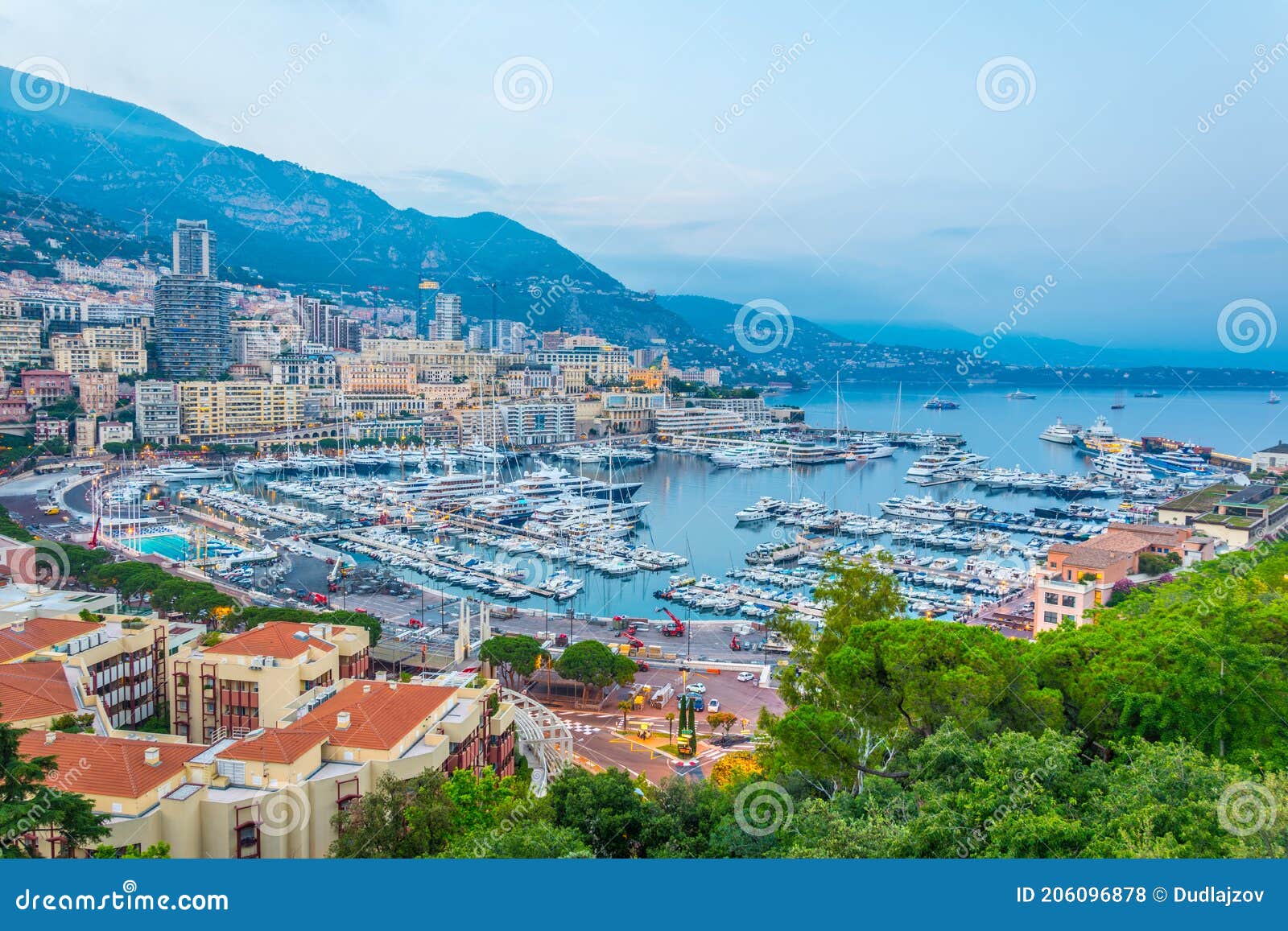 Sunset View of Port Hercule in Monaco Stock Photo - Image of hercules ...