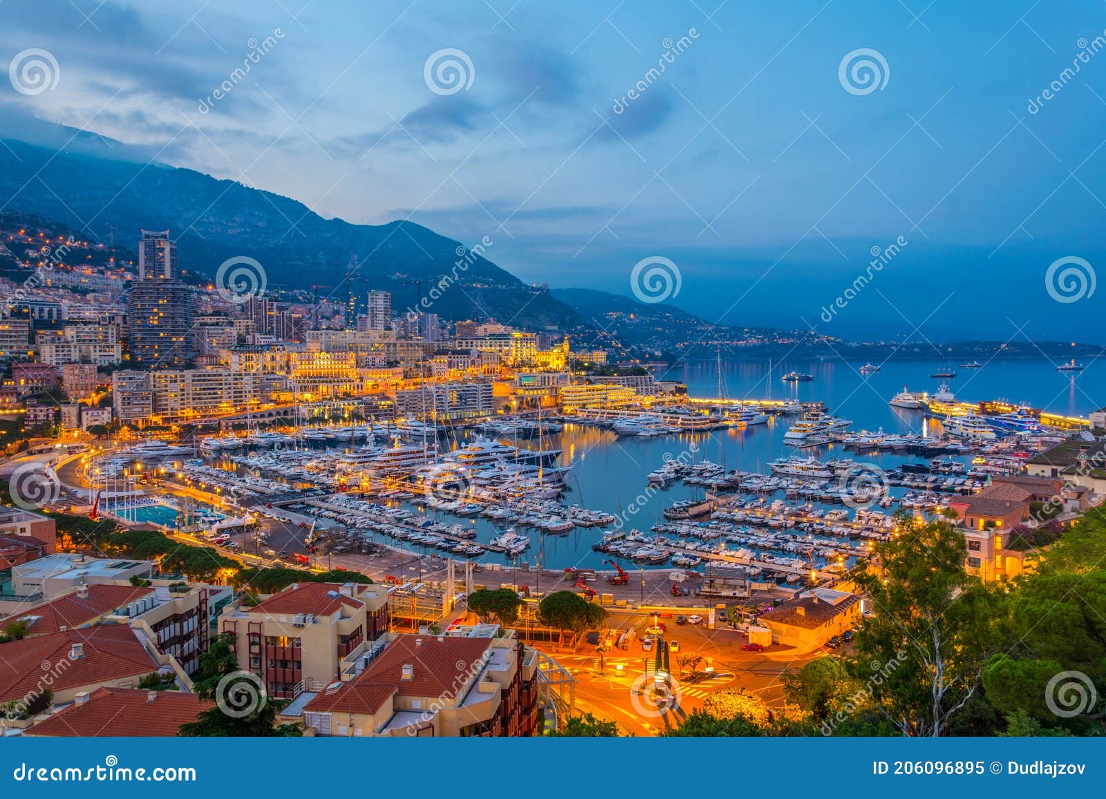 Sunset View of Port Hercule in Monaco Stock Image - Image of hercule ...
