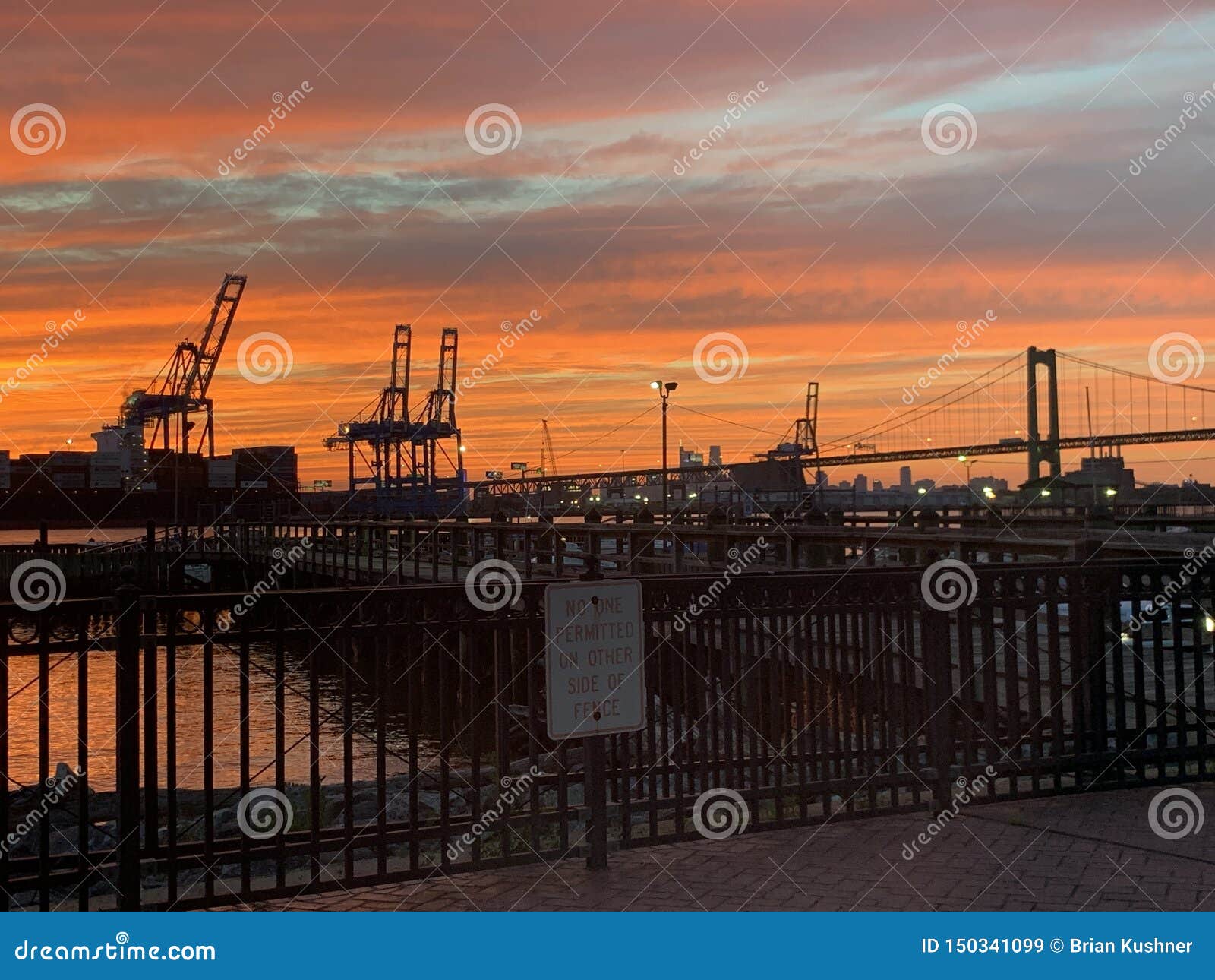 Sunset View of Port of Philadelphia Stock Image - Image of port ...
