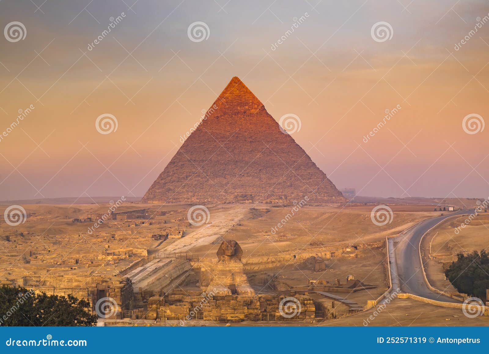 Sunset View of Pyramid Complex of Giza, in Cairo, Egypt. Stock Image ...