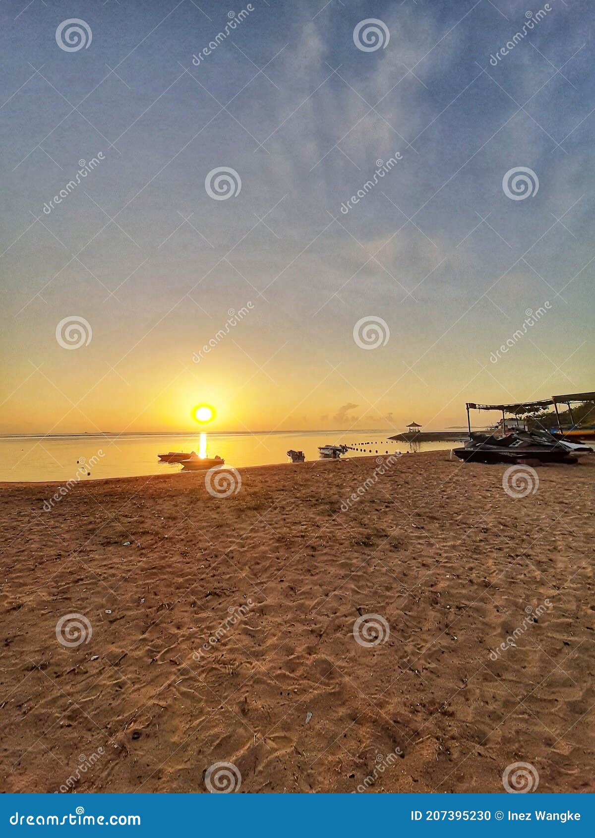 Sunset View at a Quiet and Clean Beach in Bali Stock Photo - Image of ...