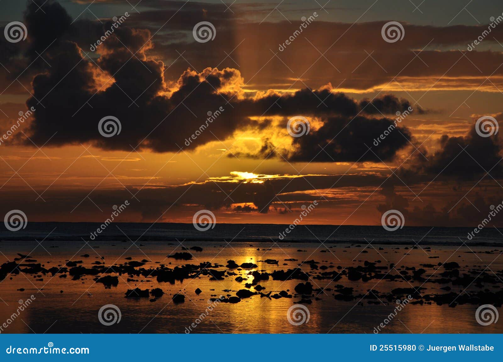 Sunset View on Rarotonga, Cook Islands Stock Photo - Image of sand ...