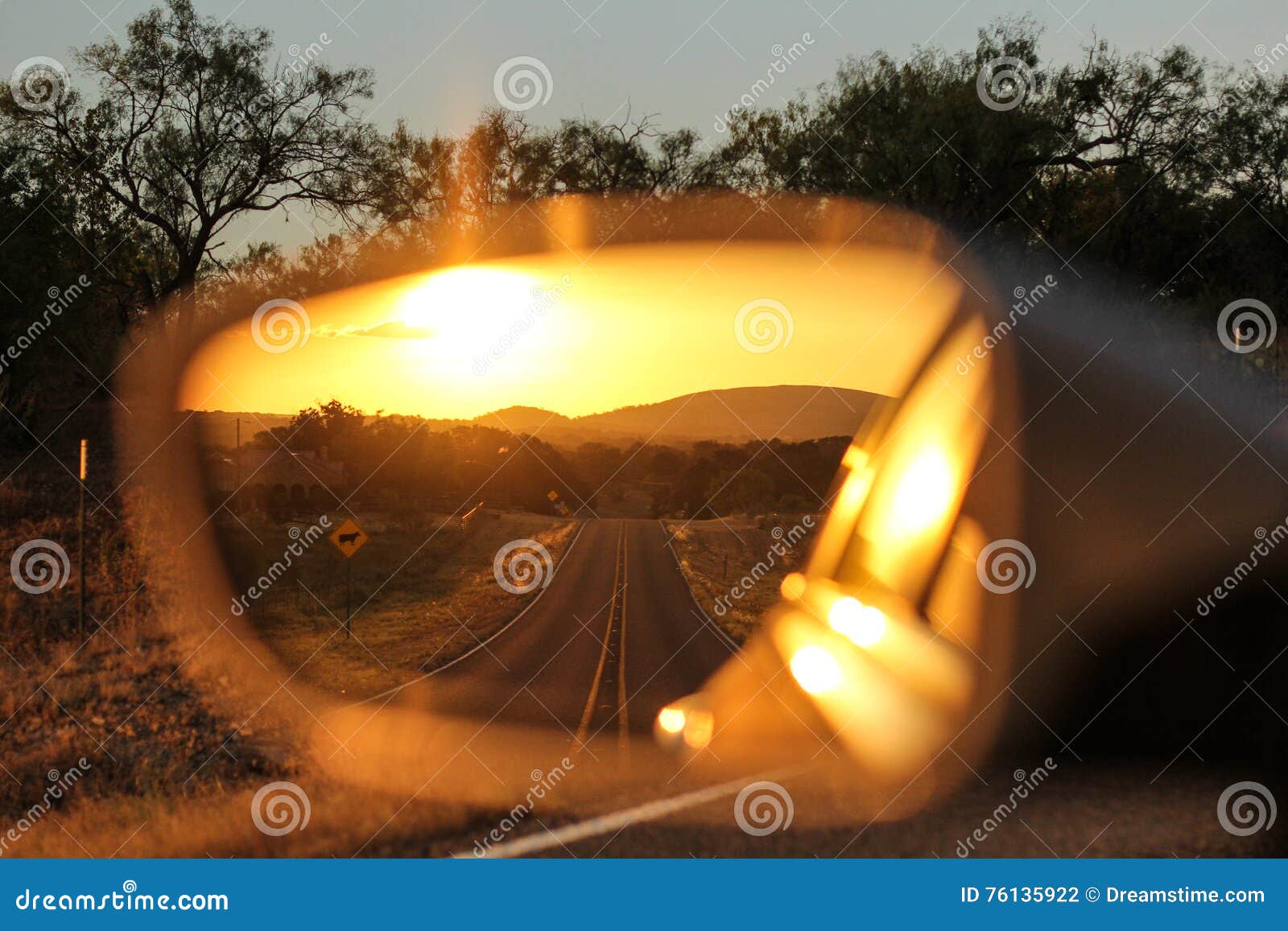 Sunset View in a Rear View Mirror in the Car Stock Photo - Image of ... Sunset View in a Rear View Mirror in the Car Stock Photo - Image of ...