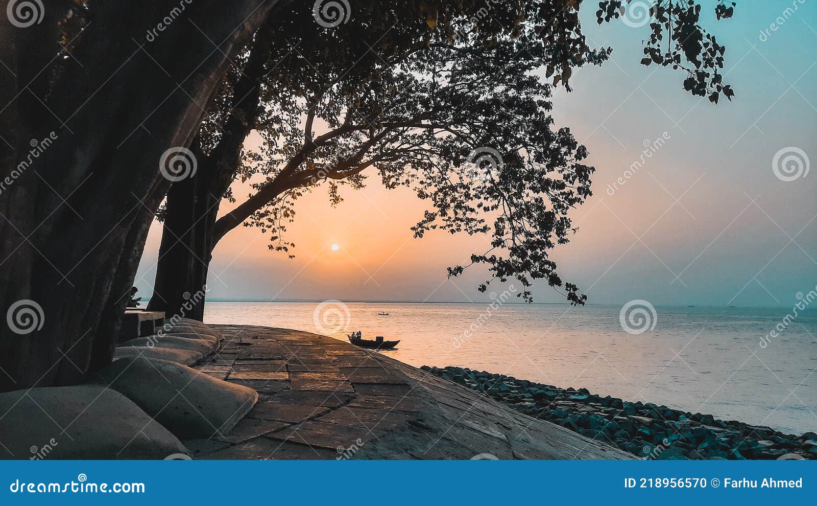 Sunset view of river side stock photo. Image of river - 218956570