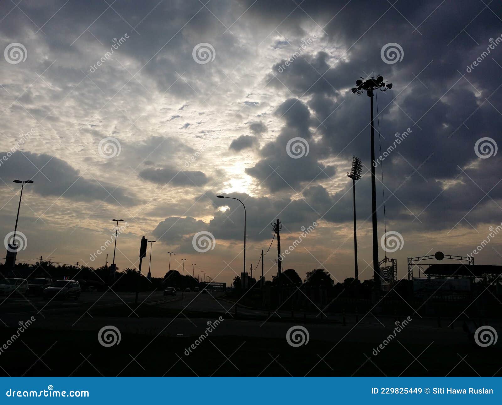 A Sunset View from the Road Stock Image - Image of sunset, terbenam ...