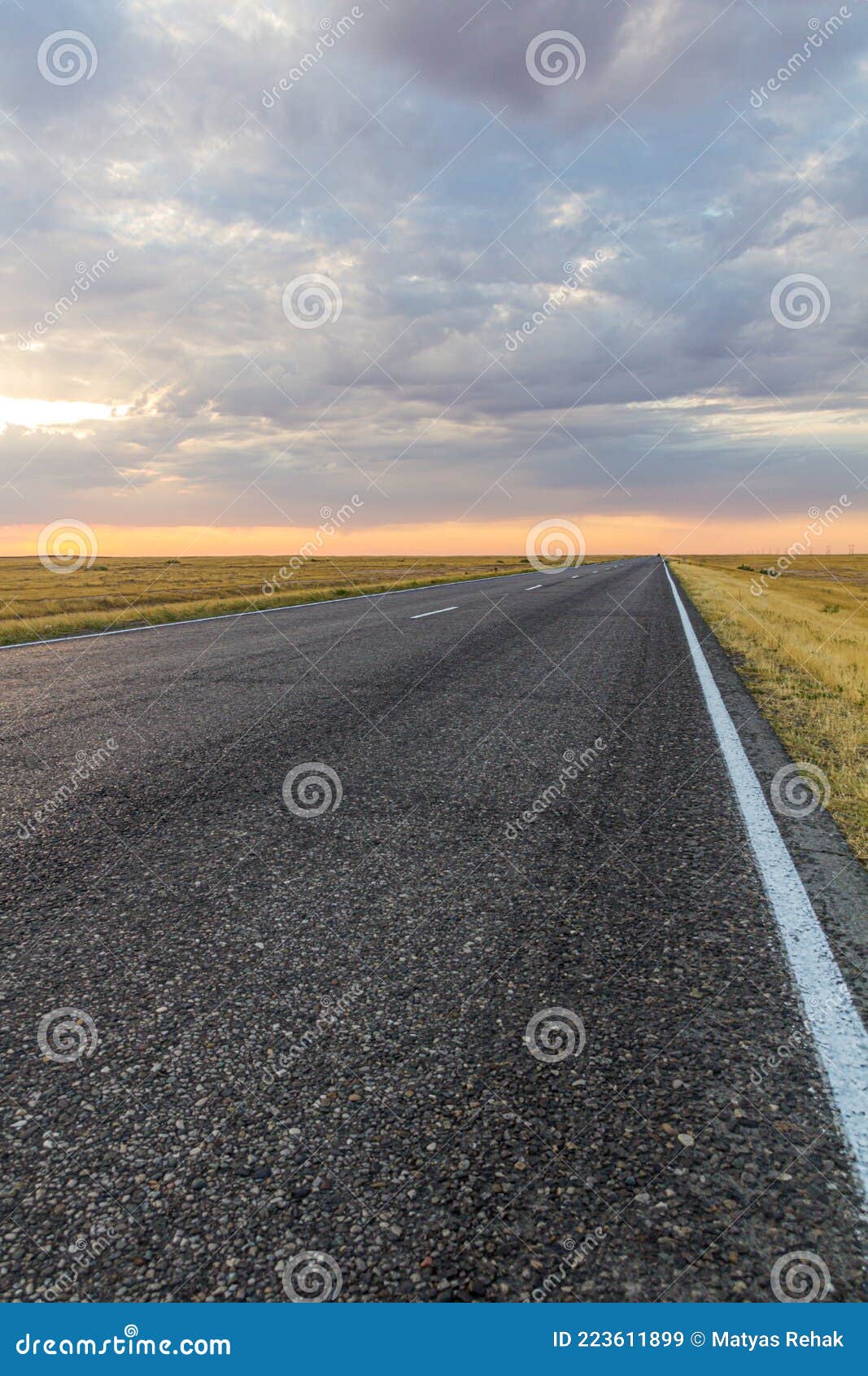 Sunset View of a Road in Russian Step Stock Image - Image of travel ...