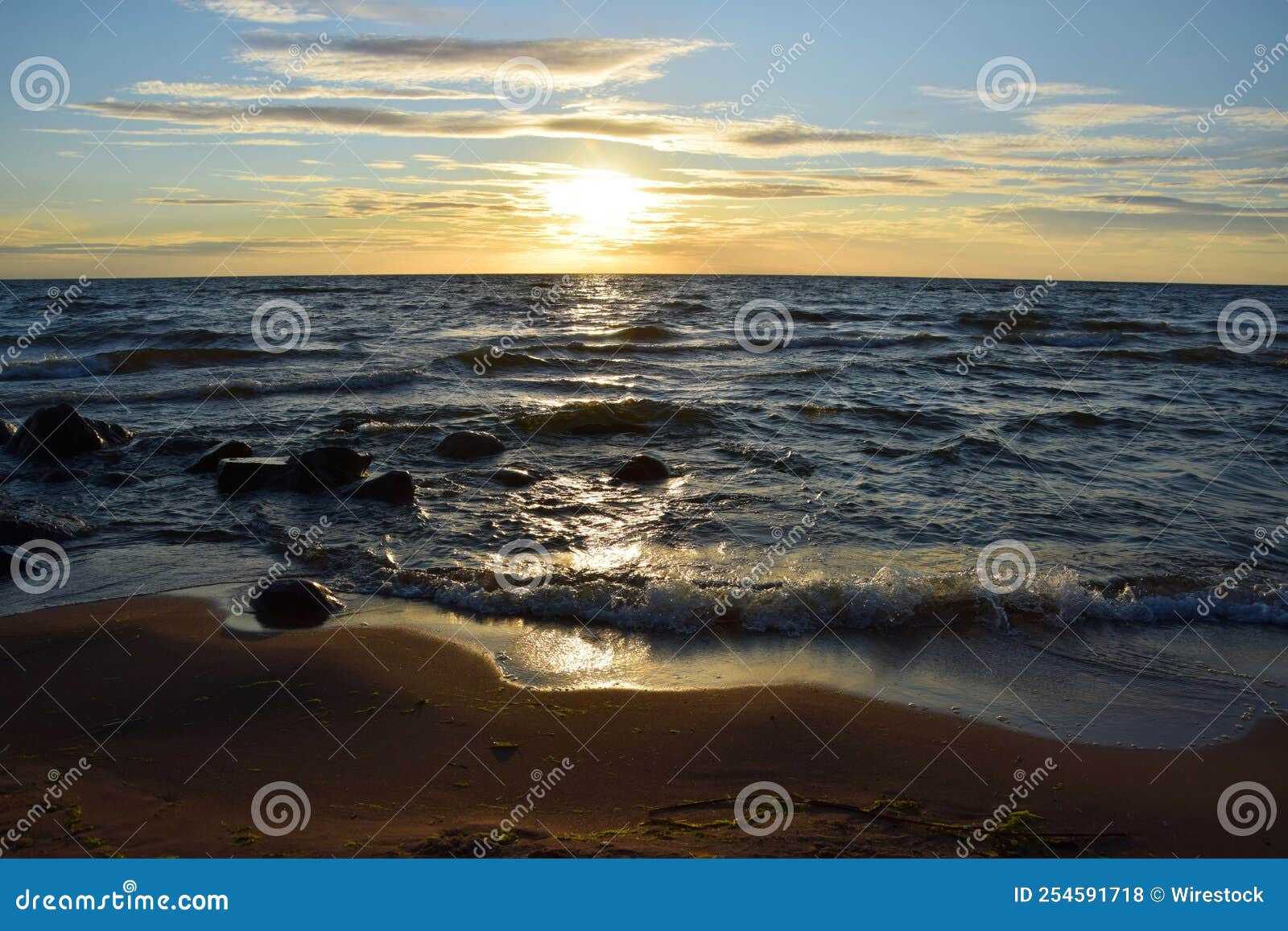 Sunset View on the Sea and Beach Stock Photo - Image of water, view ...