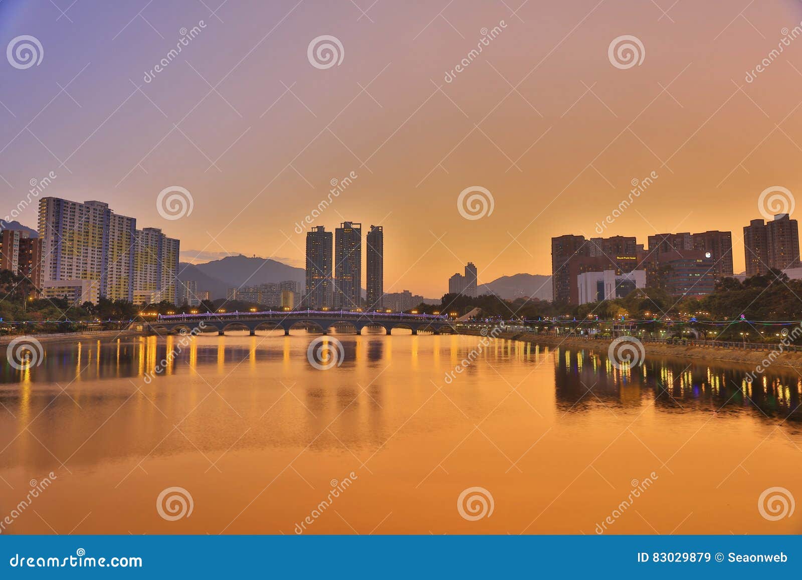 Sunset View at Shing Mun River Editorial Stock Image - Image of ...