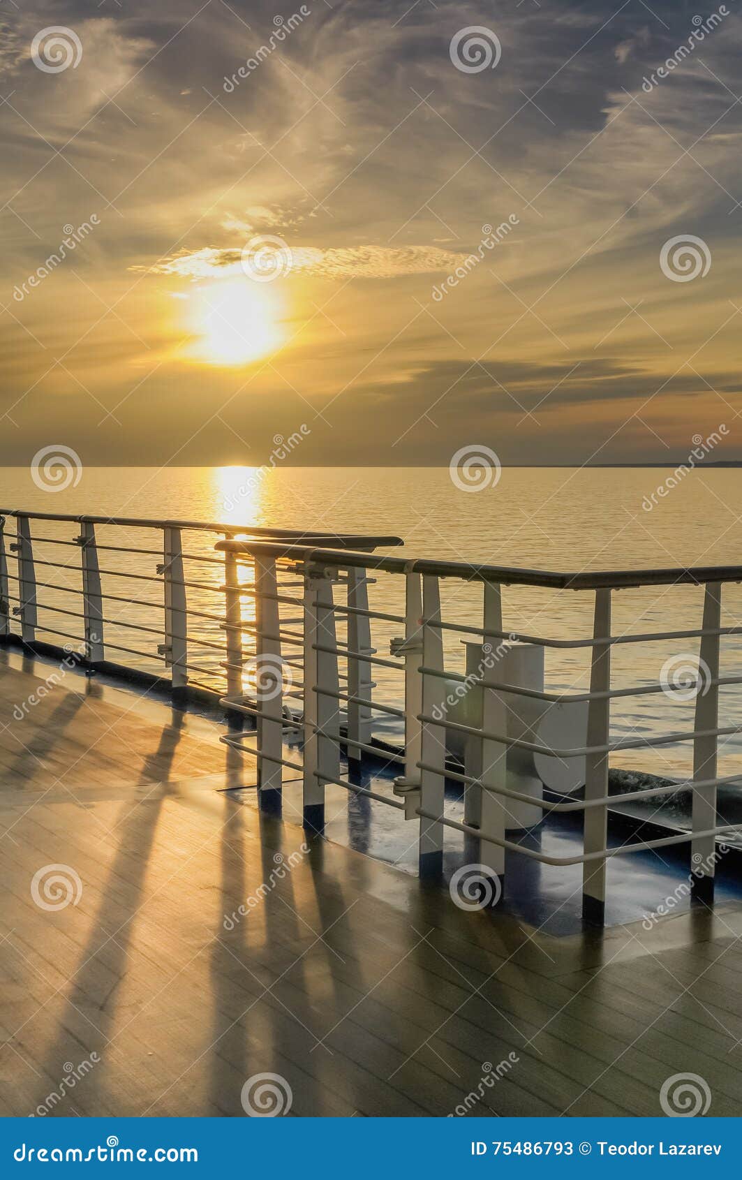 Sunset View from the Ship S Open Deck Stock Image - Image of golden ...