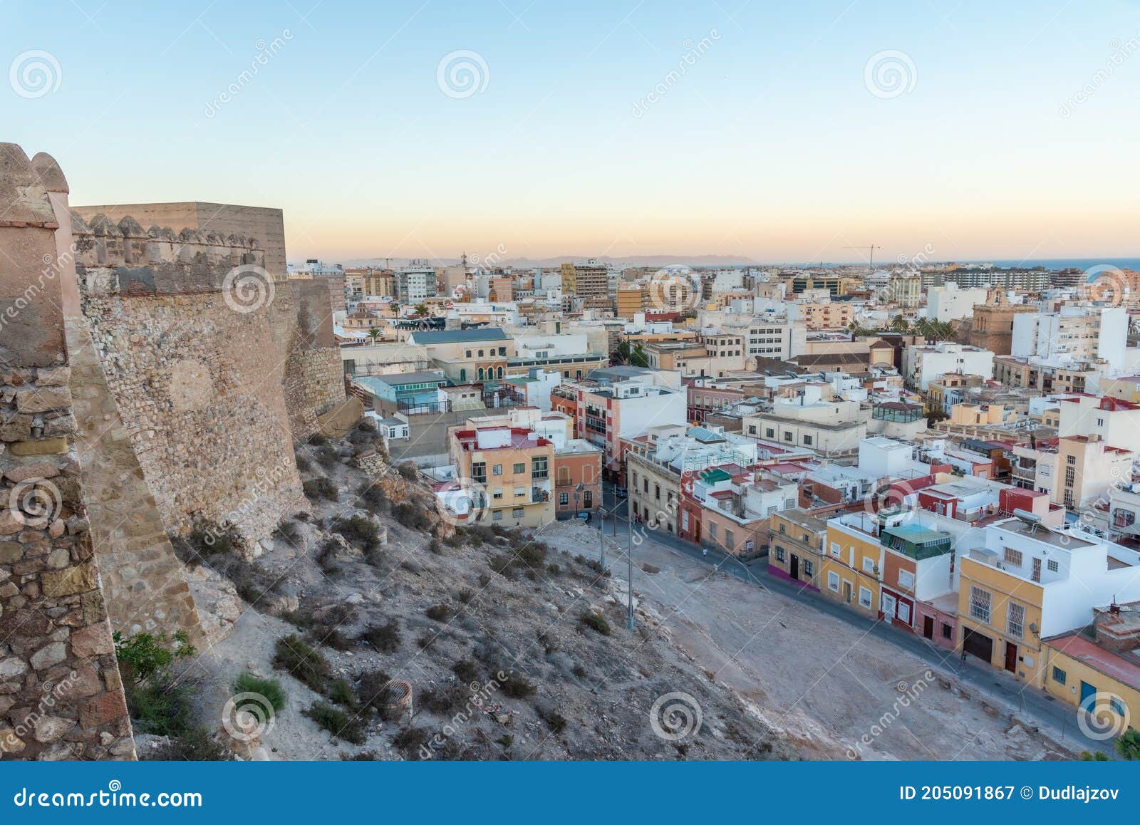 Sunset View of Spanish Town Almeria Stock Image - Image of hill, travel ...