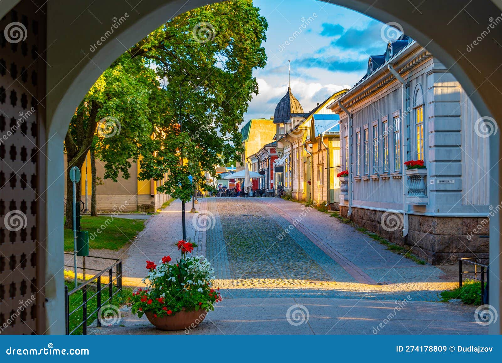 Sunset View of Timber Buildings at Vanha Rauma District of Rauma Stock ...