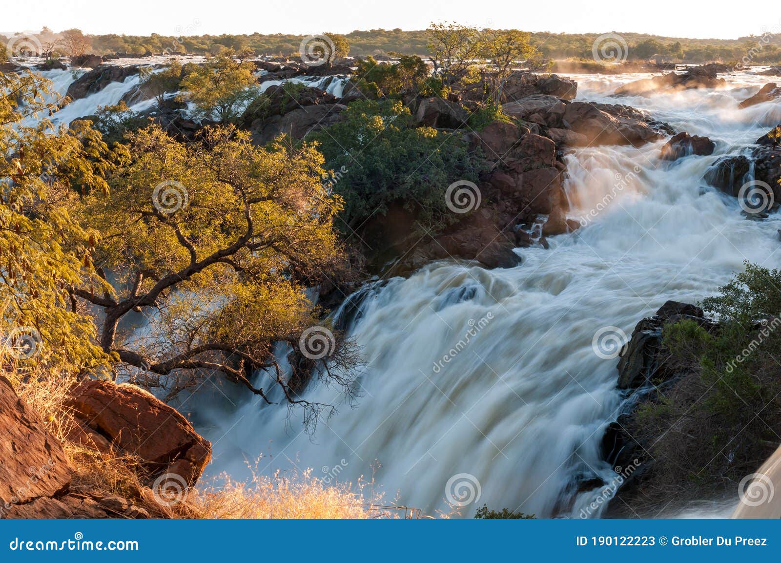Sunset View of the Top of the Ruacana Waterfall Stock Image - Image of ...