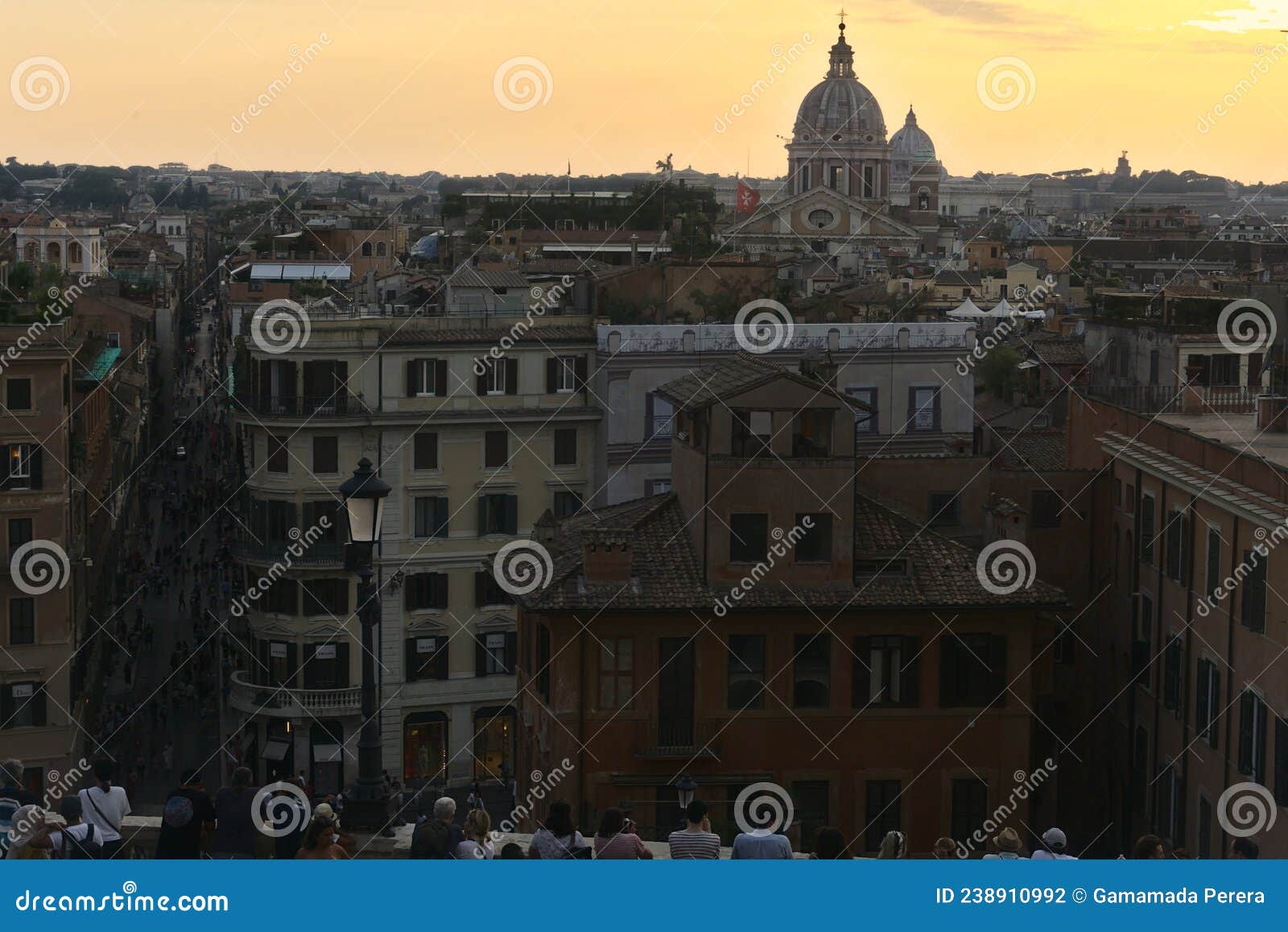 Sunset View from Top of the Spanish Steps in Rome Editorial Photography ...