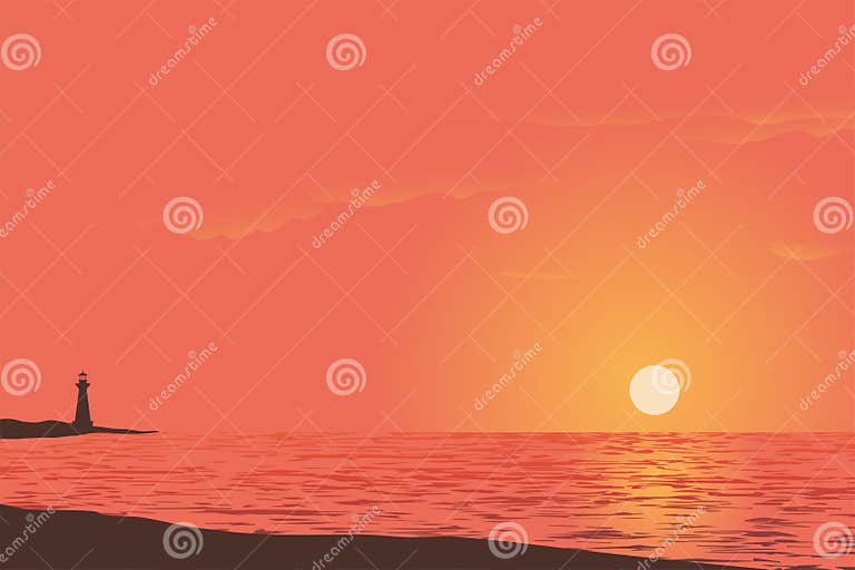 Sunset View Design Vector Illustration Stock Vector - Illustration of ...