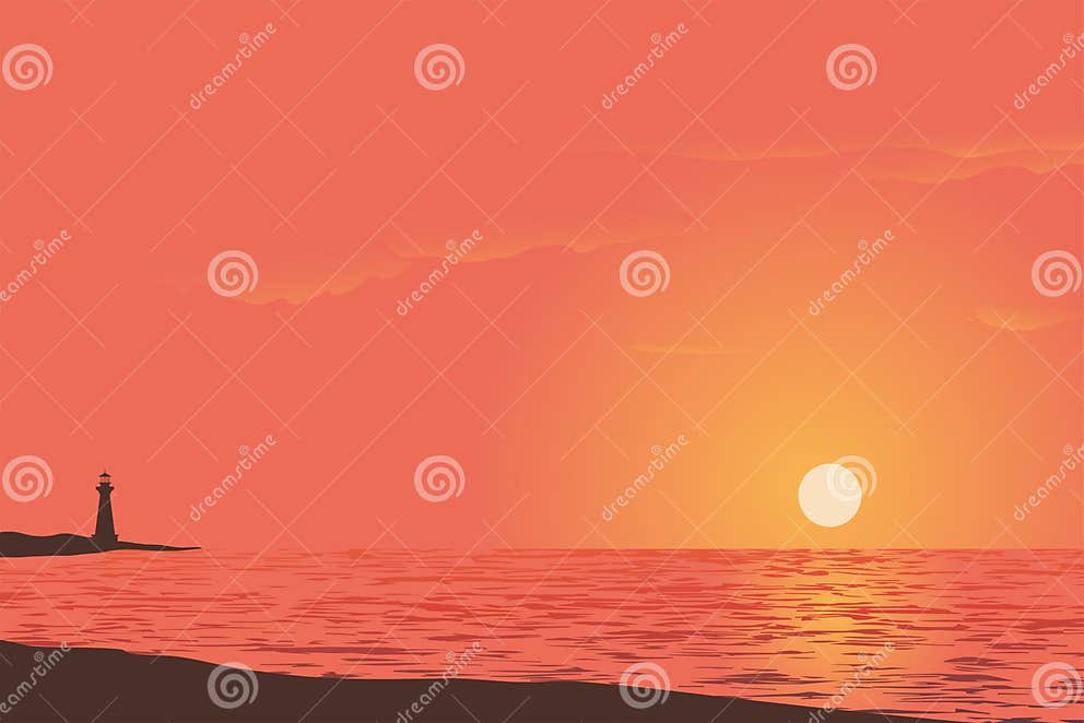 Sunset View Design Vector Illustration Stock Vector - Illustration of ...