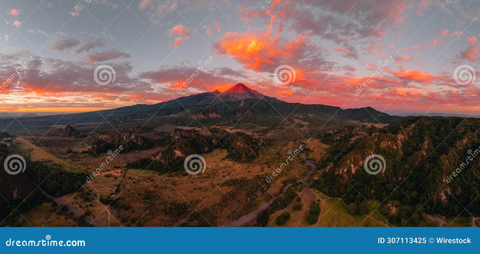 Sunset View of Volcan De Colima in Mexico Stock Image - Image of ...