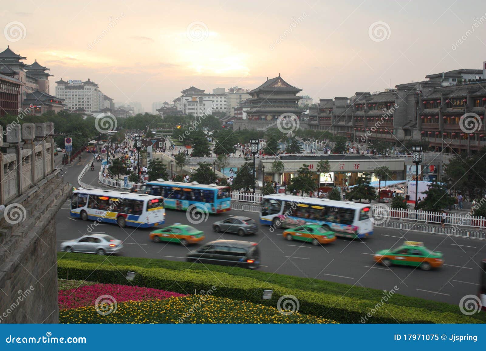 Sunset view of Xian, China editorial image. Image of asia - 17971075
