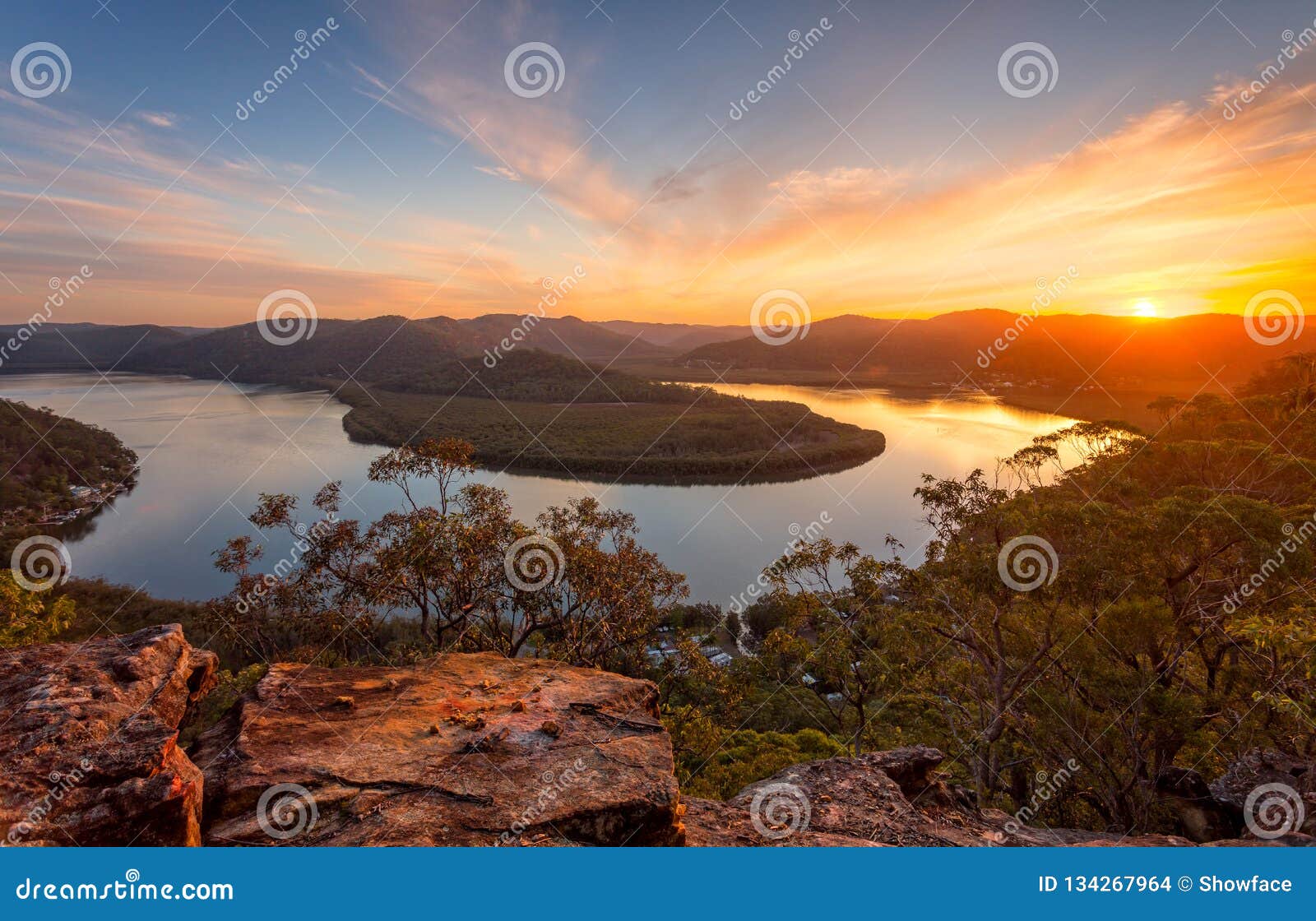 Sunset Views Across the River Bend Stock Photo - Image of australia ...