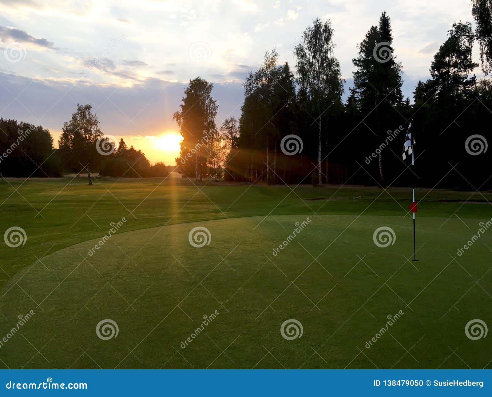 Sunset Views at the Golf Green Stock Photo - Image of recreational ...