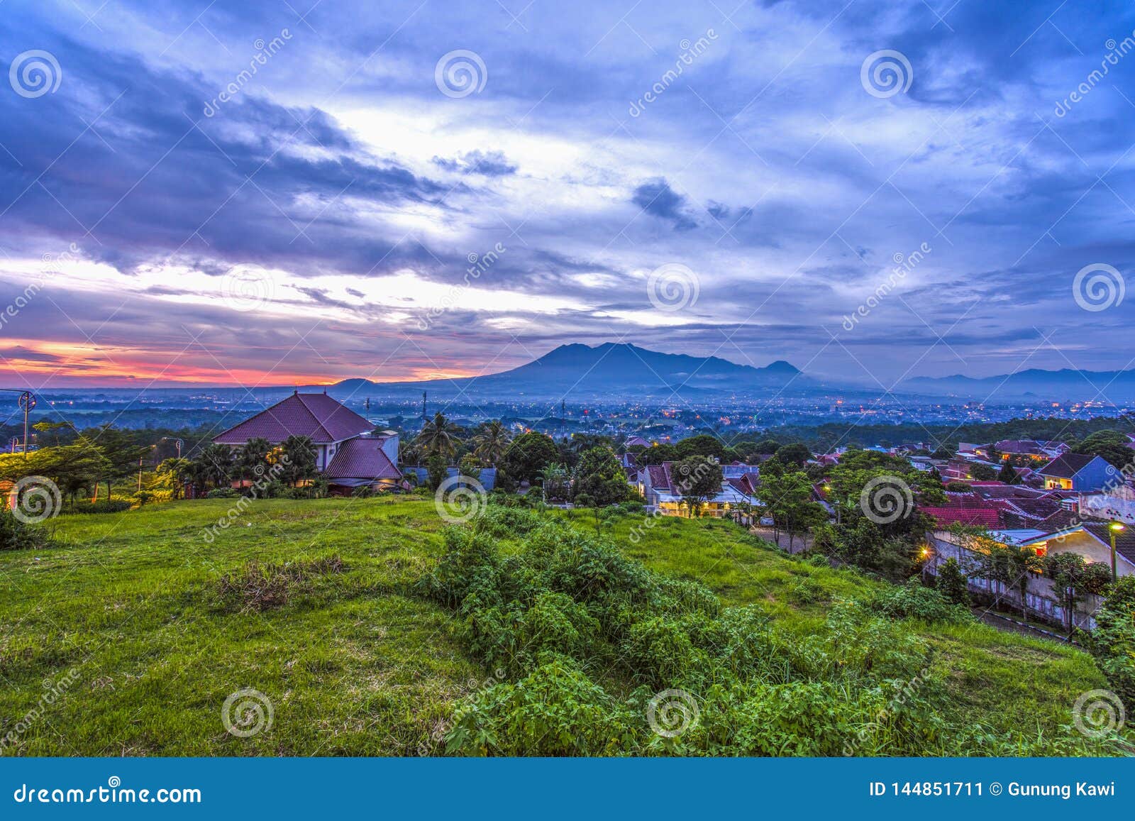 Sunset with Views of Malang Java City of Indonesia Stock Image - Image ...