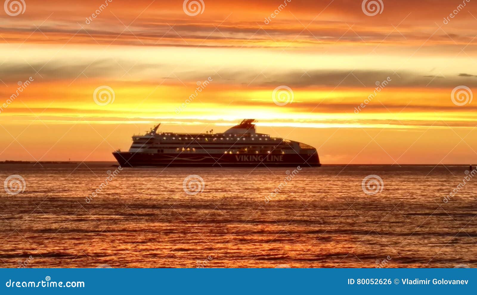 Sunset. Viking Line editorial photo. Image of sunset - 80052626