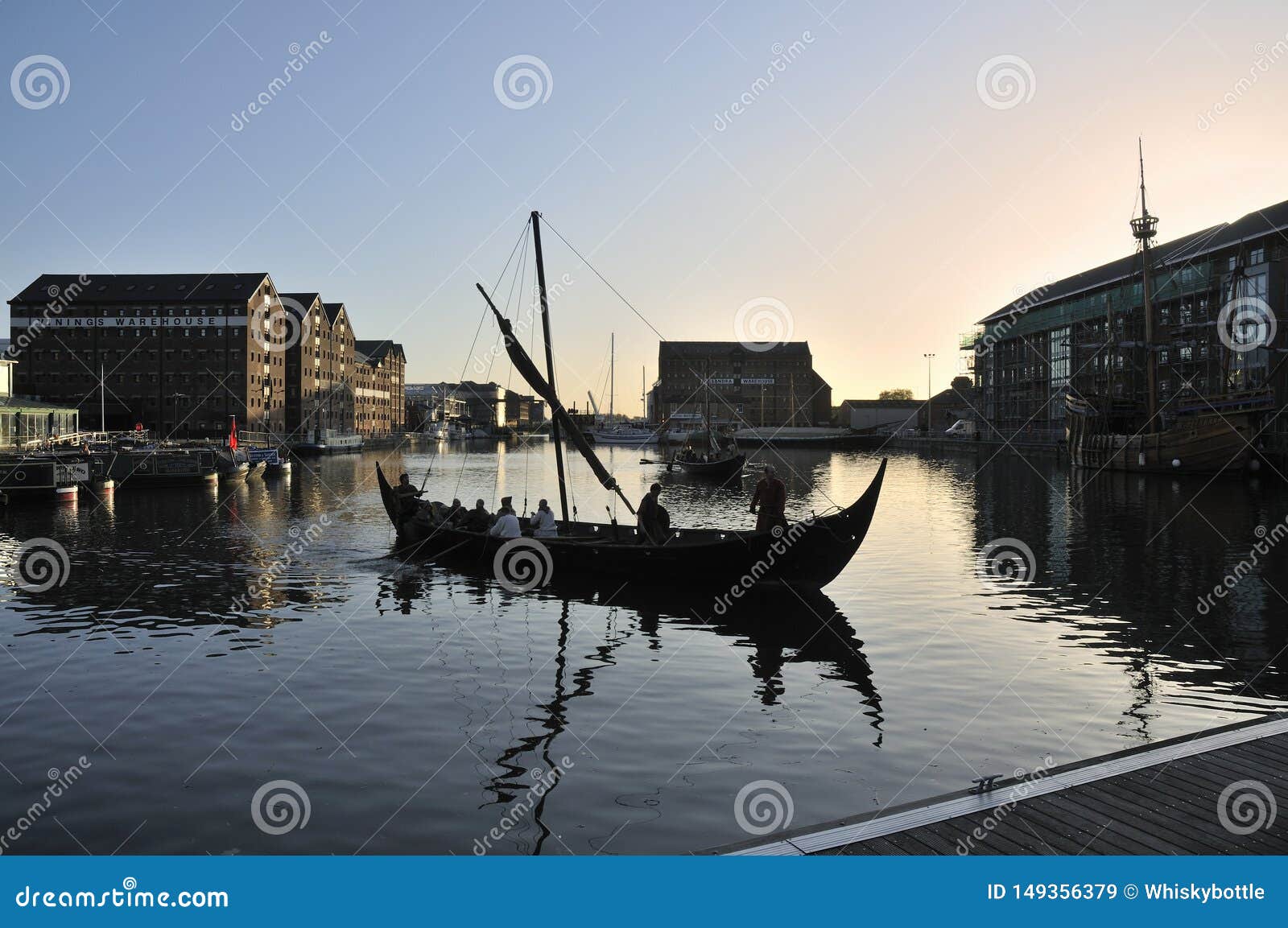 Sunset on Viking Longships editorial stock image. Image of sail - 149356379