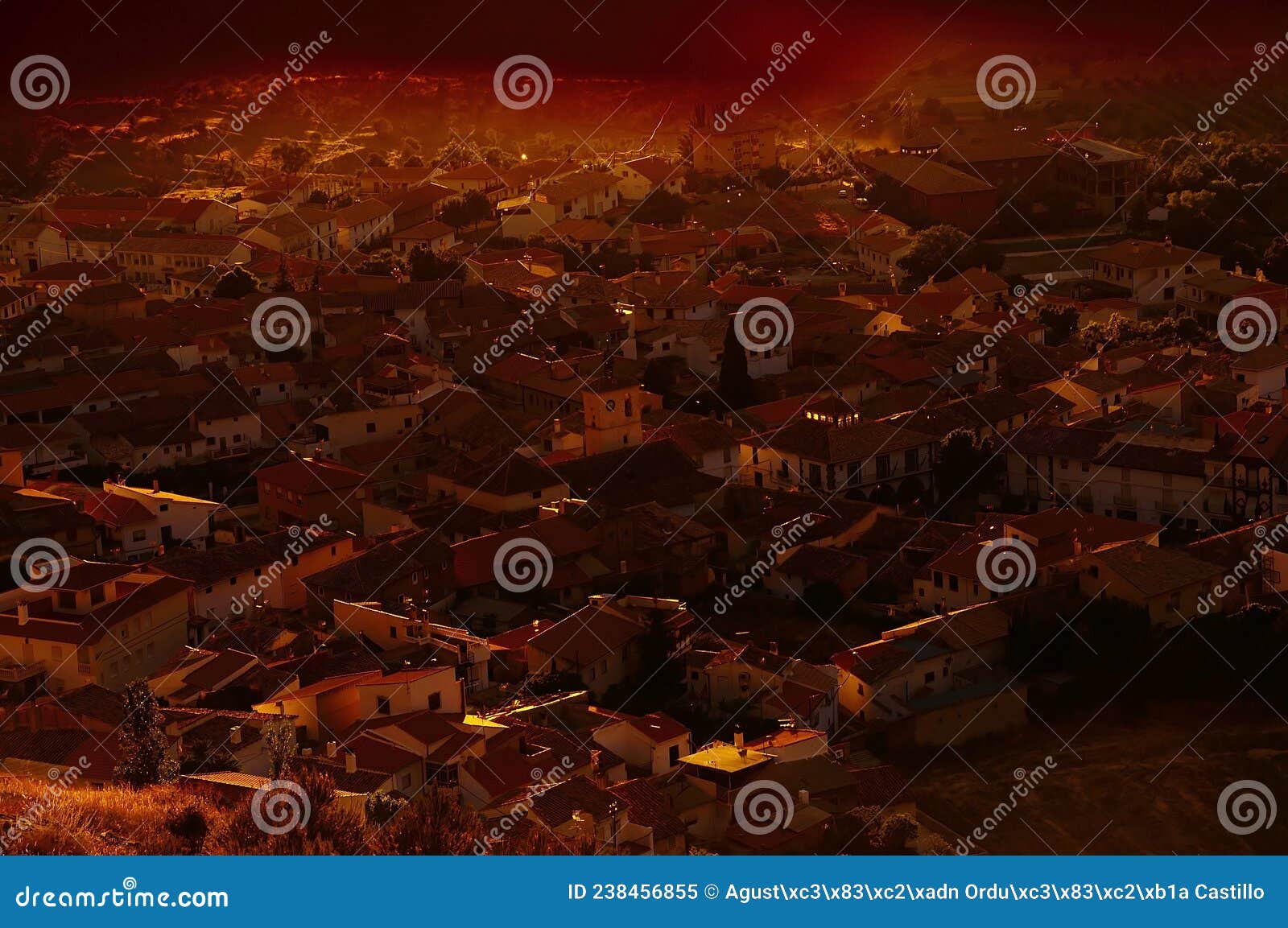 Sunset on the Villa De Gor, Granada Stock Image - Image of field ...