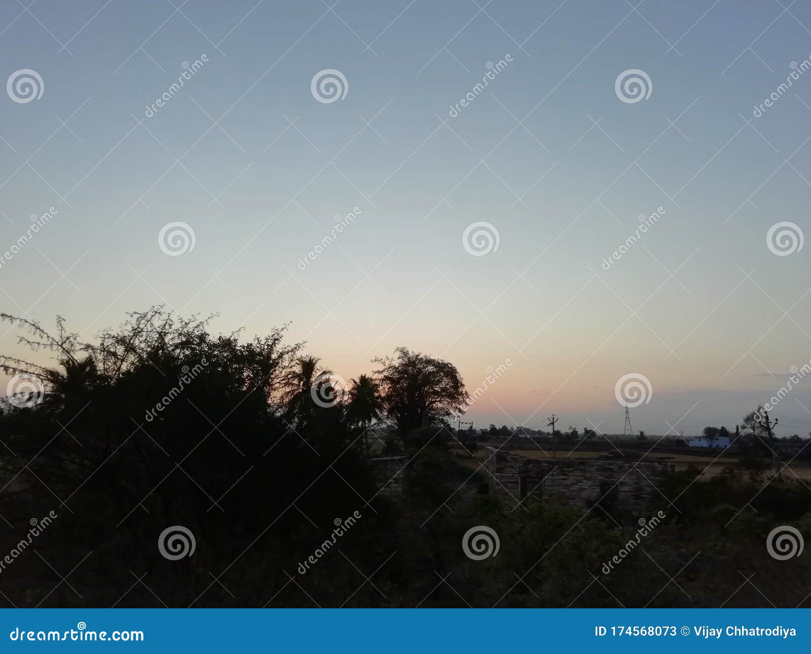 Sunset in village stock image. Image of sunset, village - 174568073