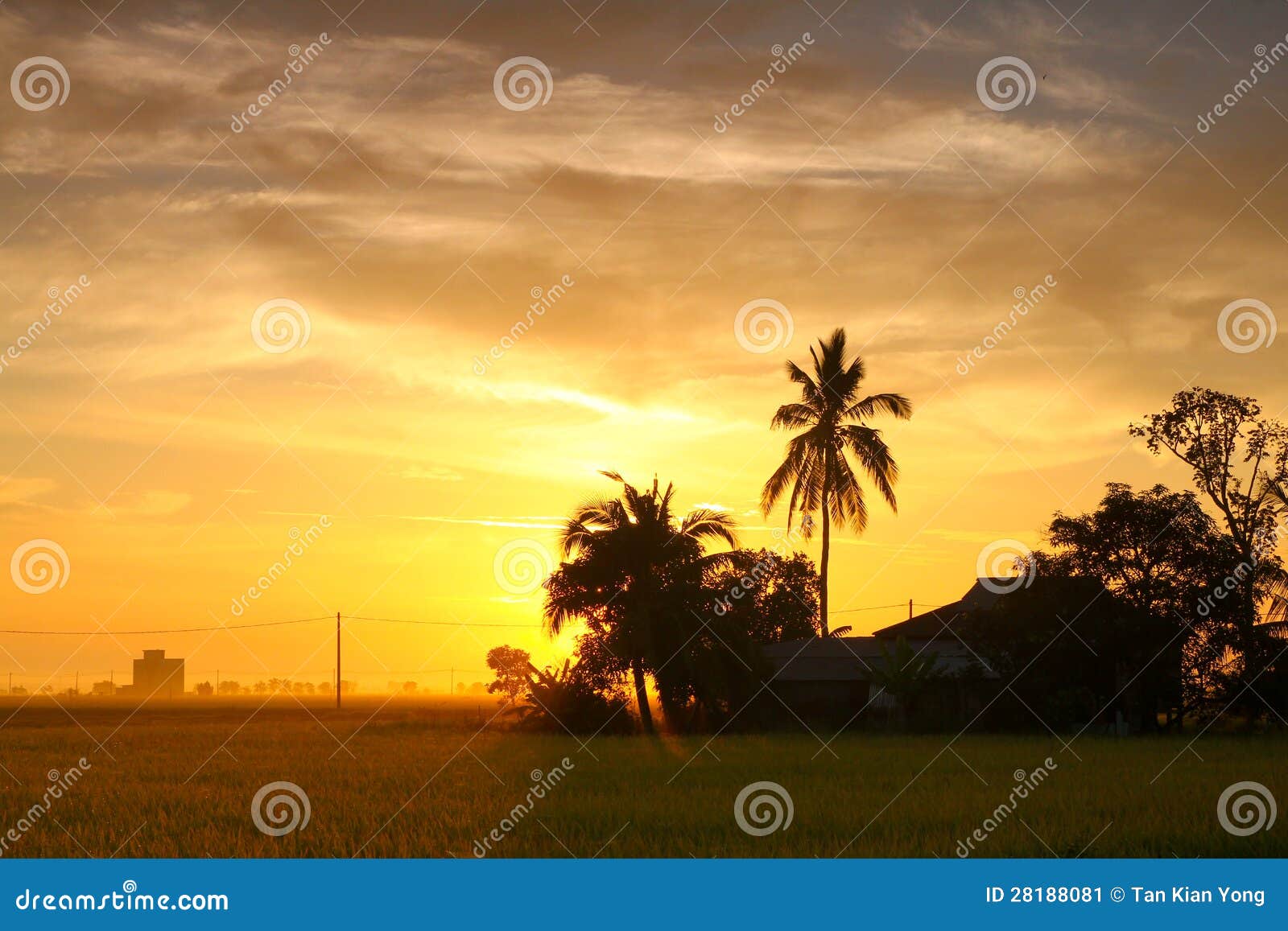 Sunset in village stock image. Image of sekinchan, rural - 28188081
