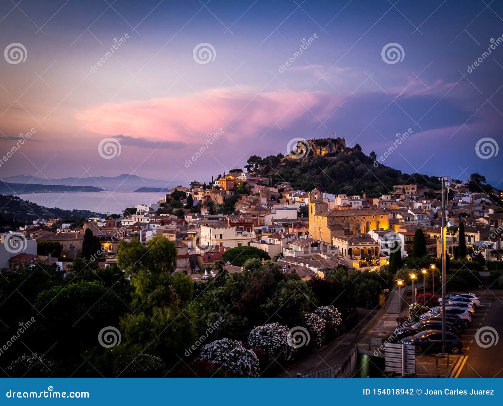 Sunset in the Village of Begur Stock Photo - Image of catalonian ...