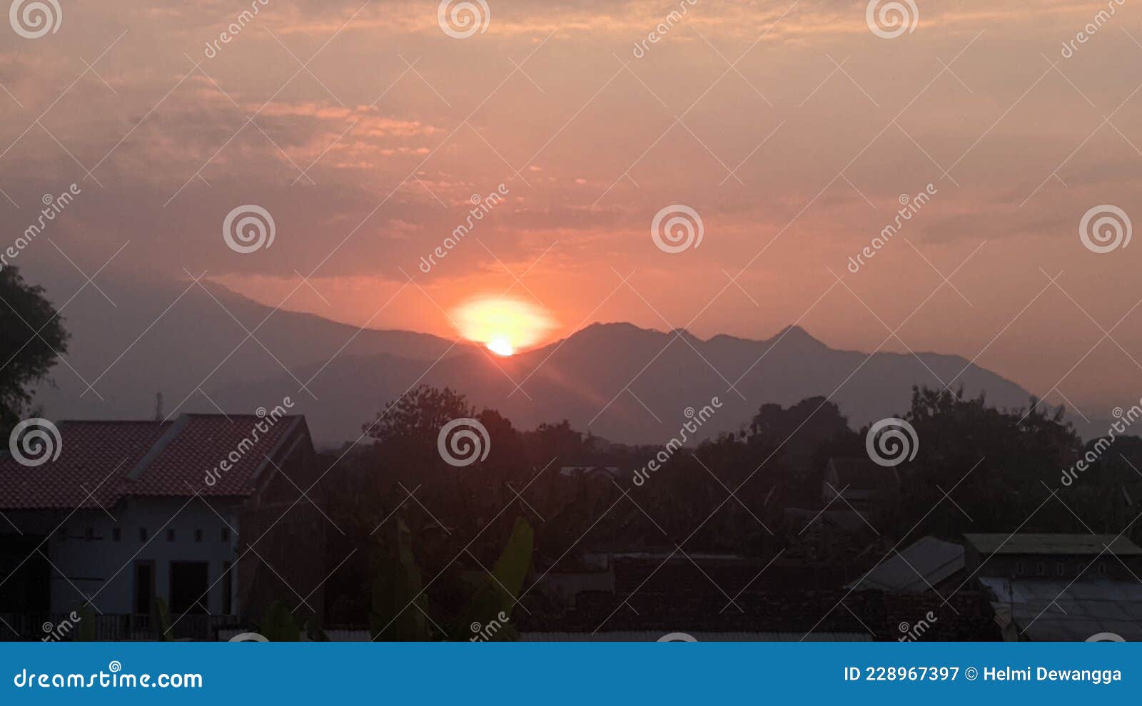 Sunset village east java stock image. Image of sunlight - 228967397
