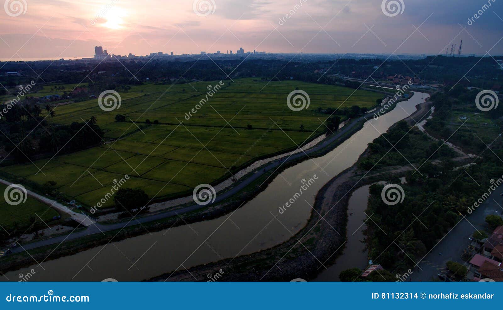 Sunset stock photo. Image of field, sunset, sawah, environments - 81132314