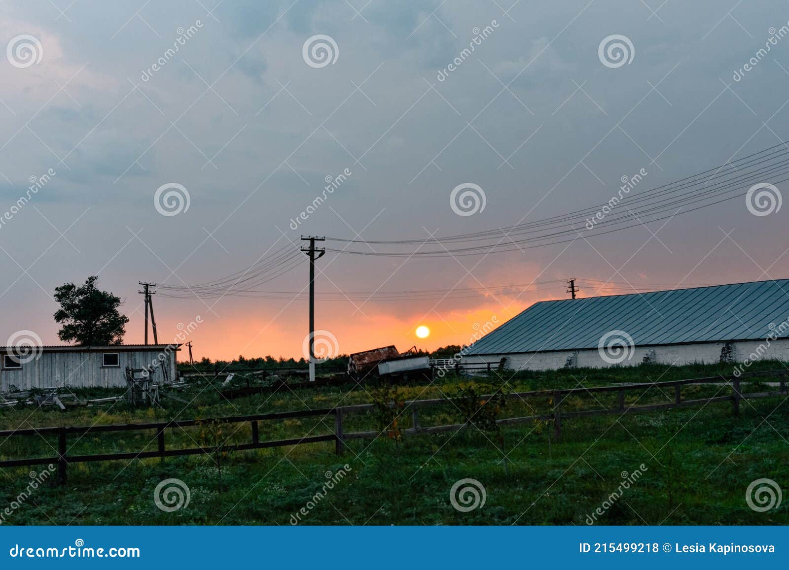 Sunset in the Village in Summer. Sunset Nature Summer Stock Photo ...