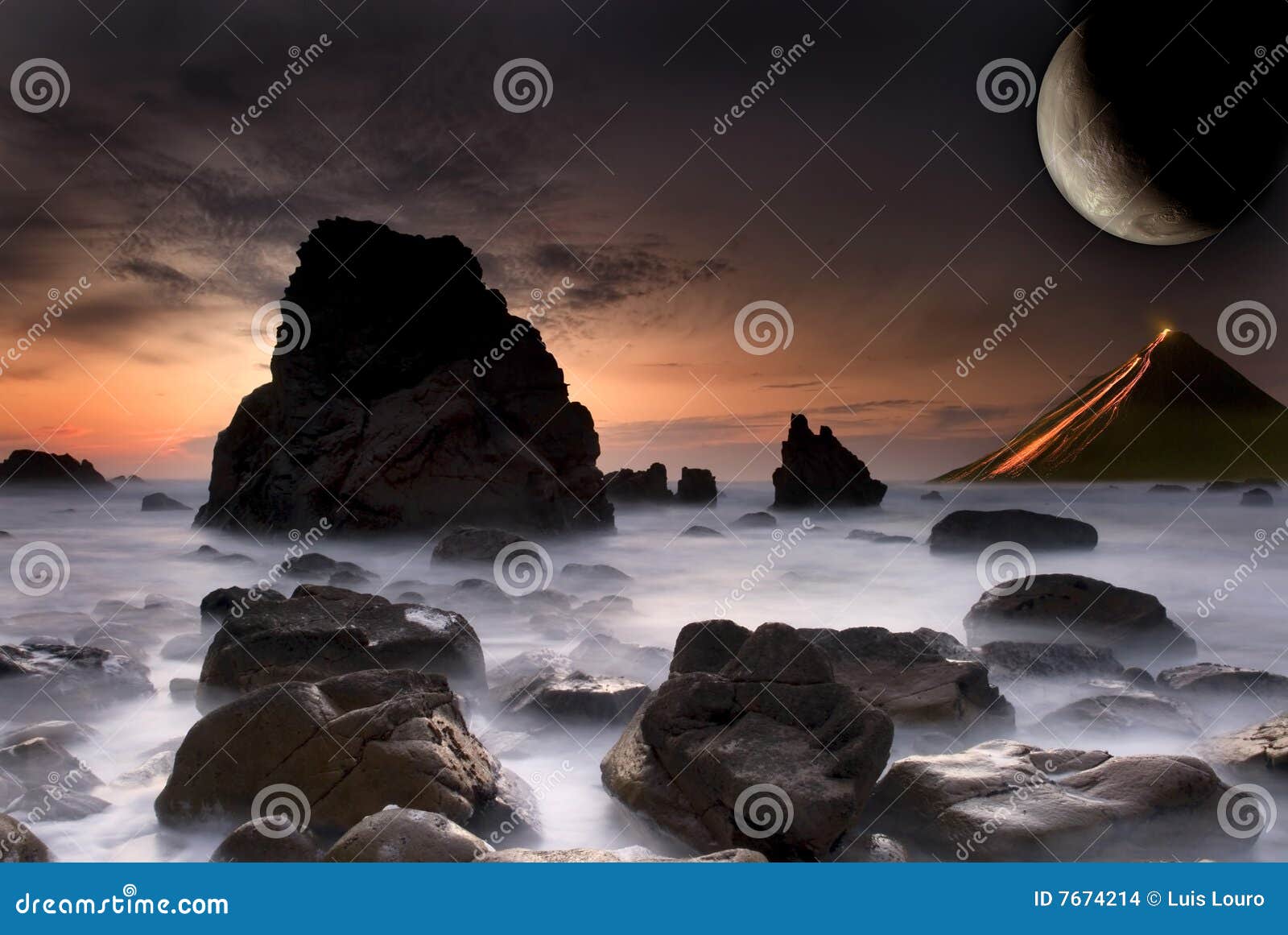 Sunset on volcano beach stock photo. Image of sunlight - 7674214