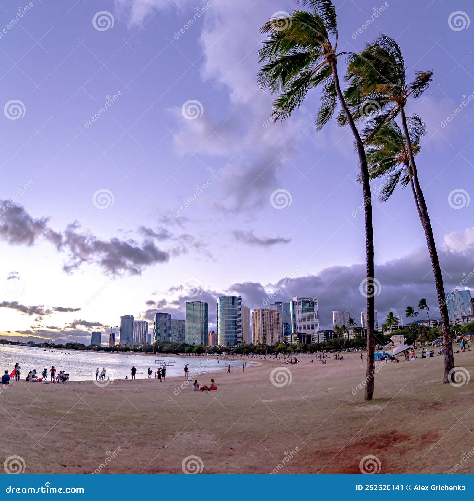 Sunset at Waikiki Beach on Oahu Hawaii Stock Image - Image of hawaii ...