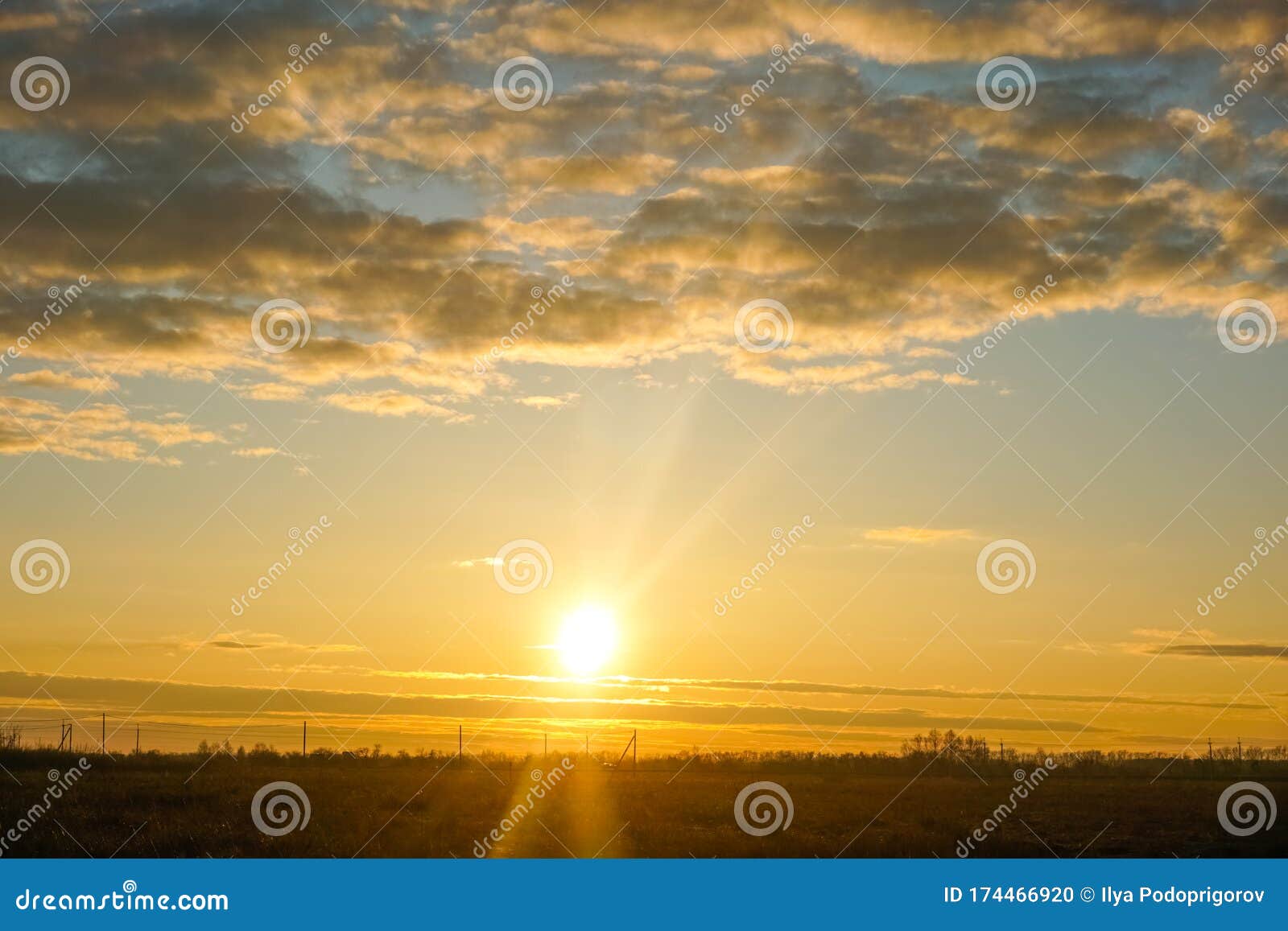 Sunset on a Warm Evening in the Field, Summer Landscape Stock Photo ...