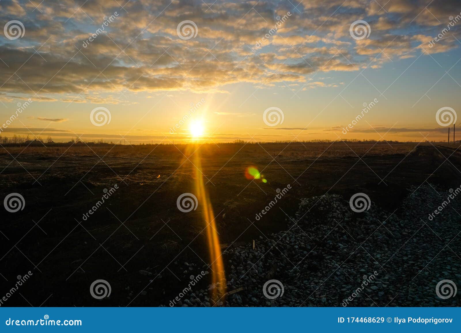 Sunset on a Warm Evening in the Field, Summer Landscape Stock Image ...