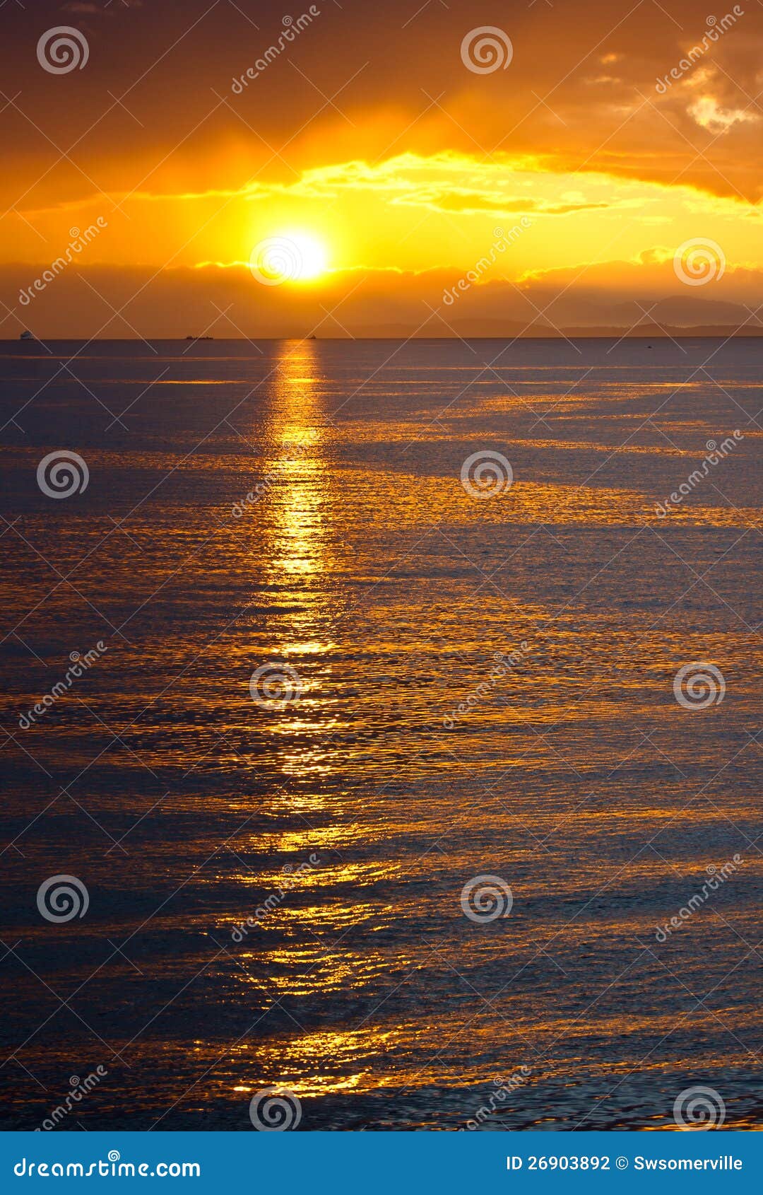 Sunset on water stock photo. Image of ocean, rays, clouds - 26903892