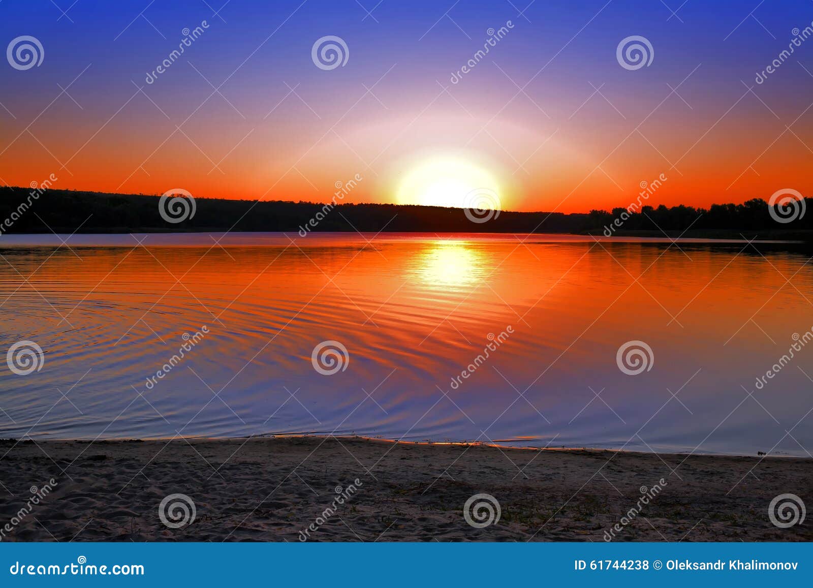 Sunset stock photo. Image of reservoir, countryside, surface - 61744238